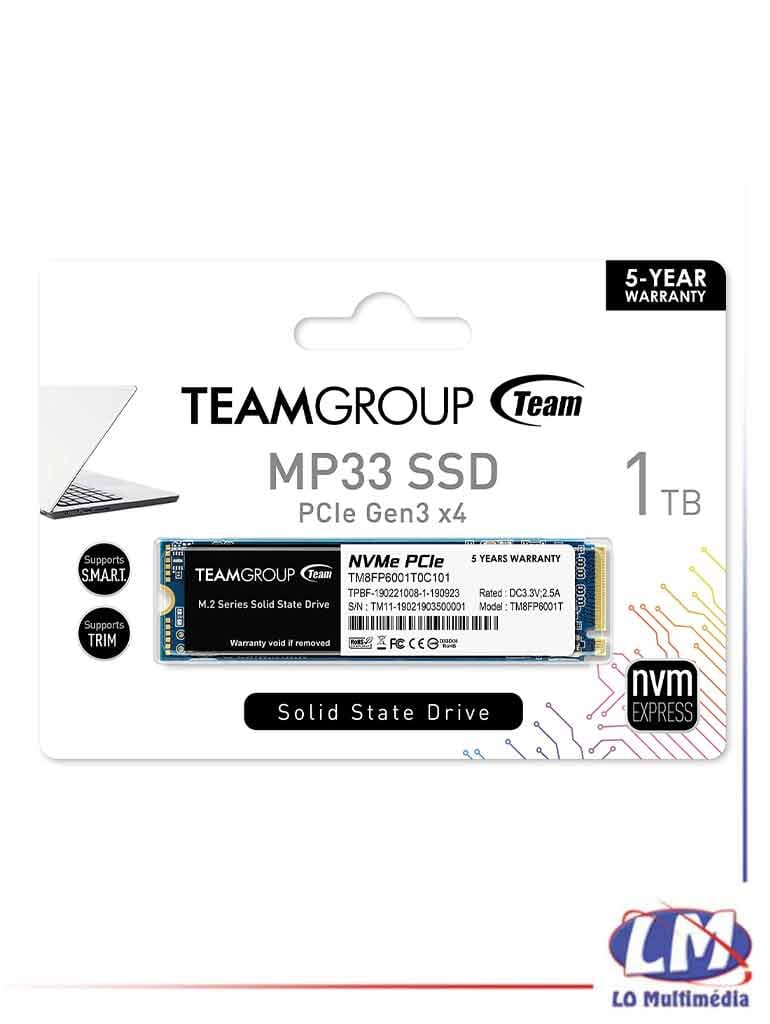 Disque dur SSD interne TEAMGROUP NVMe MP33 1TB - Lo-Multimedia