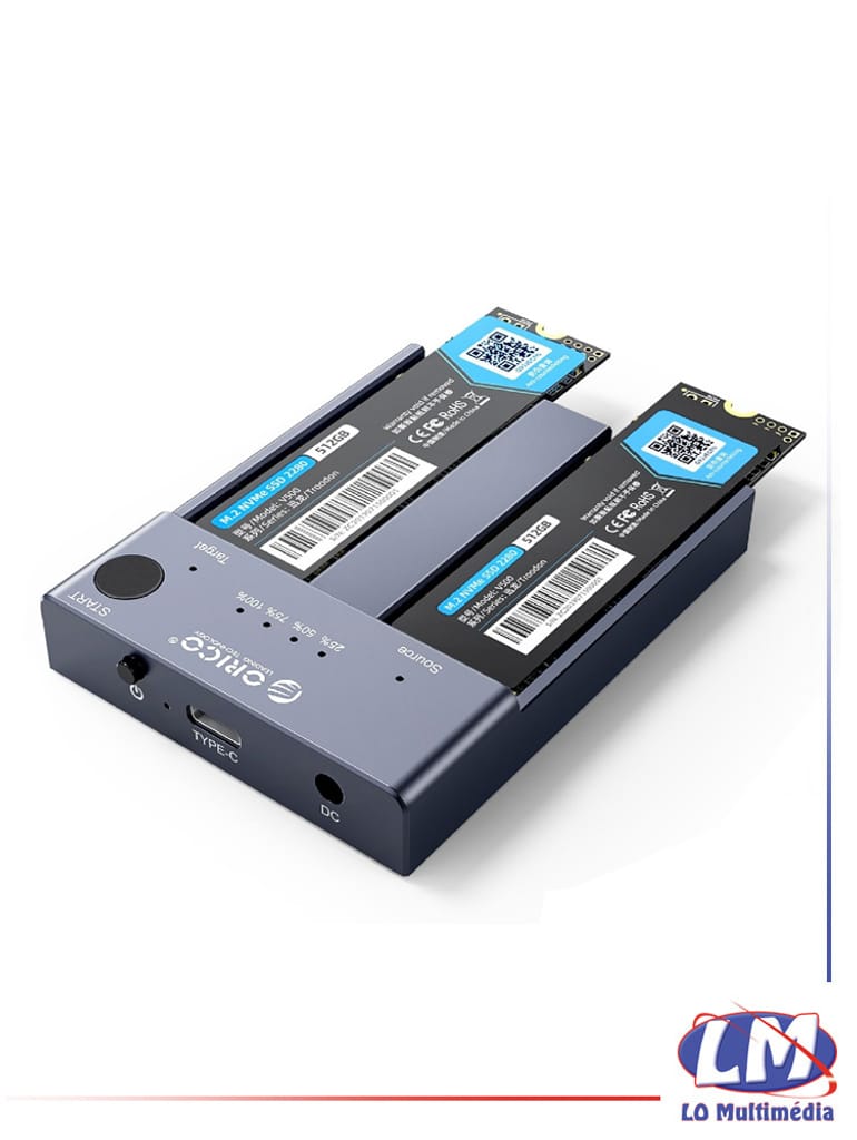 Duplicateur Orico SSD M.2 NVMe M2P2-C3-C - Lo-Multimedia