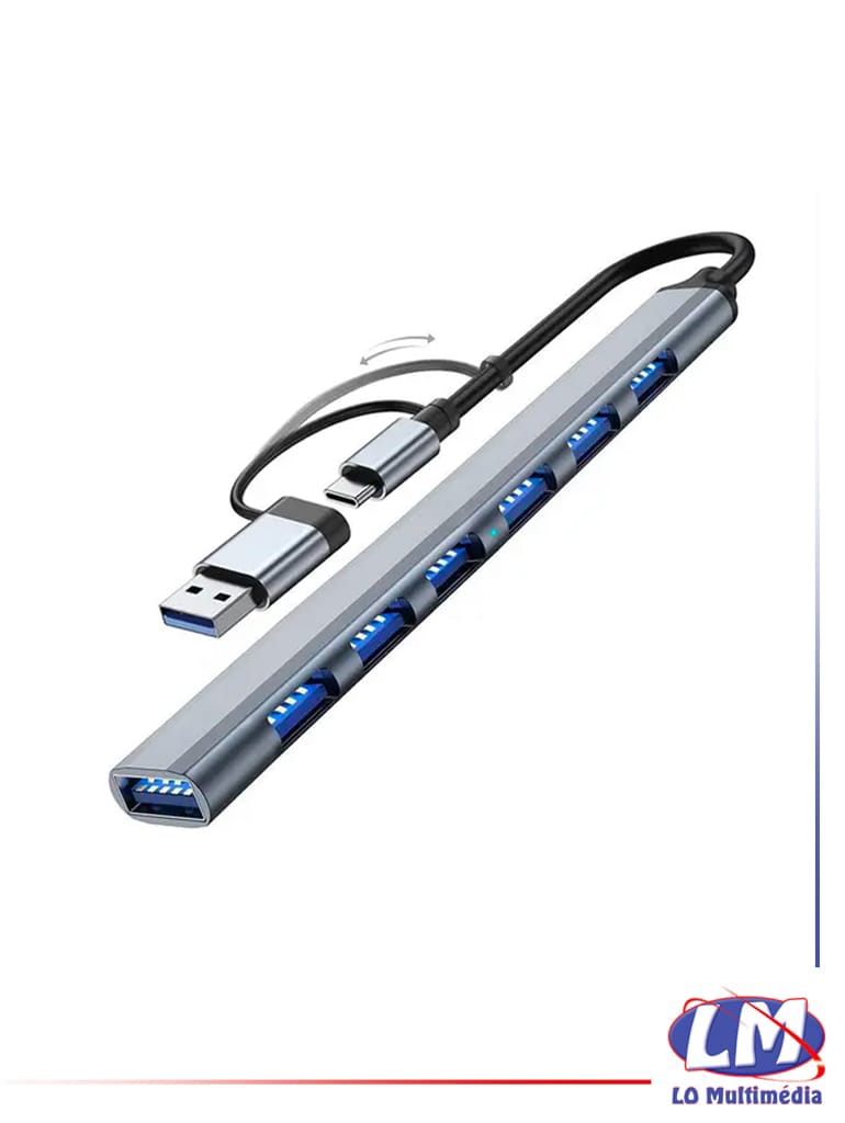 Hub USB 3.0 7 Ports en aluminium - Lo-Multimedia