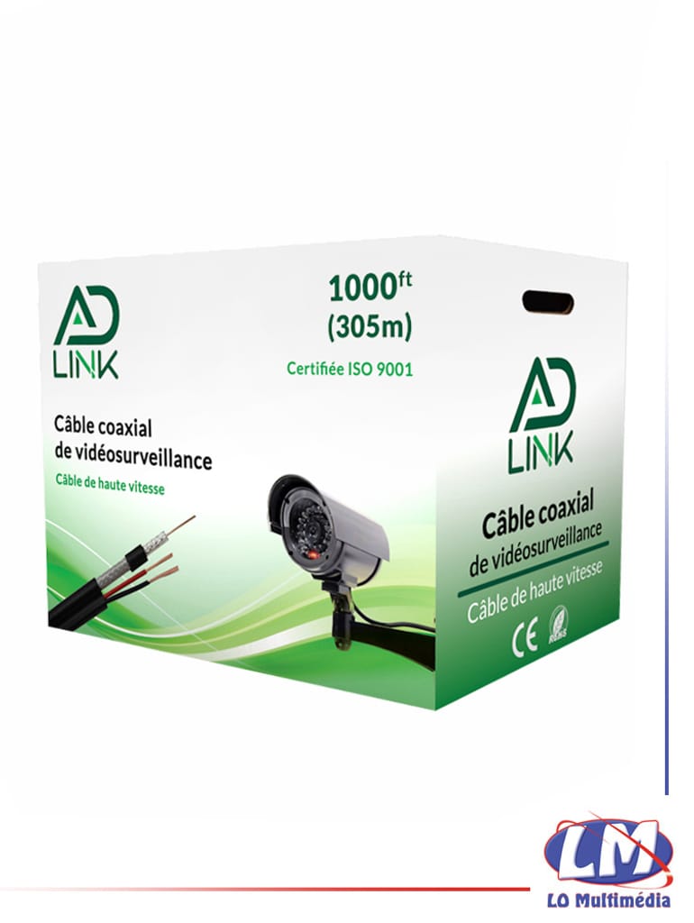 Cable AD Link coaxial de vidéo surveillance - Lo-Multimedia