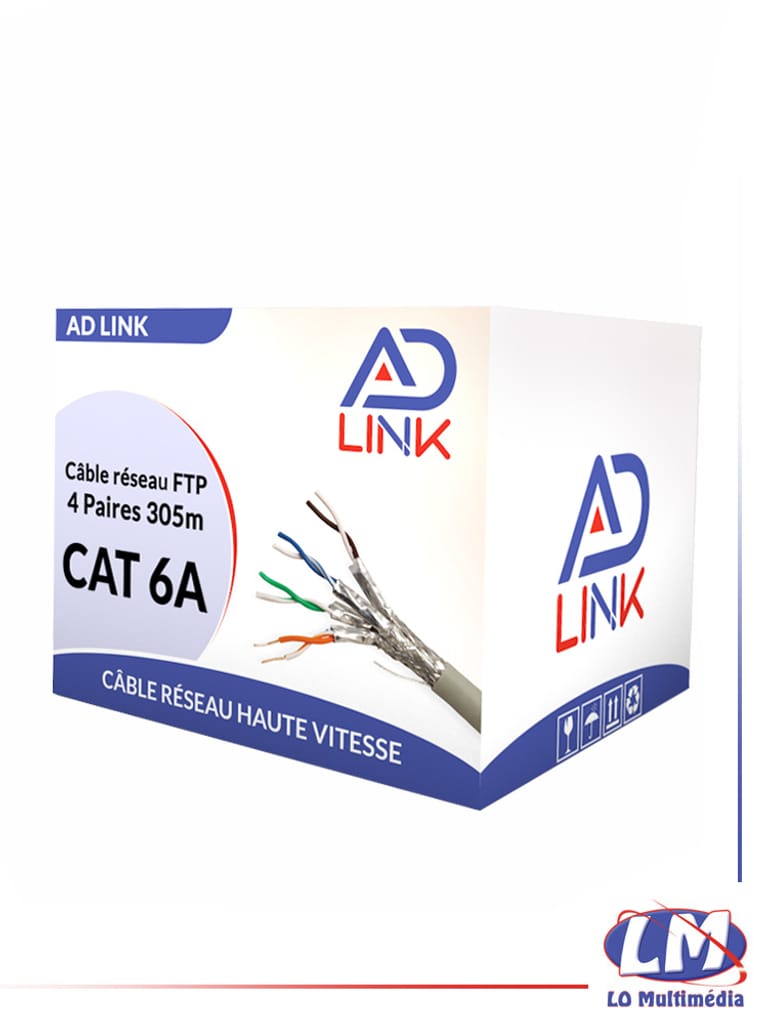 Rouleau cable réseau RJ45 Ad Link FTP Cat 6A 305m - Lo-Multimedia