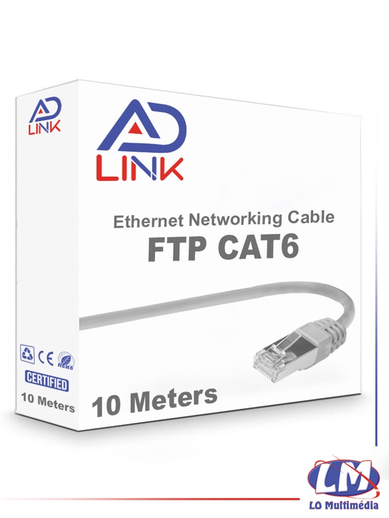 Cable réseau Ad Link RJ45 FTP Cat 6 10m - Lo-Multimedia